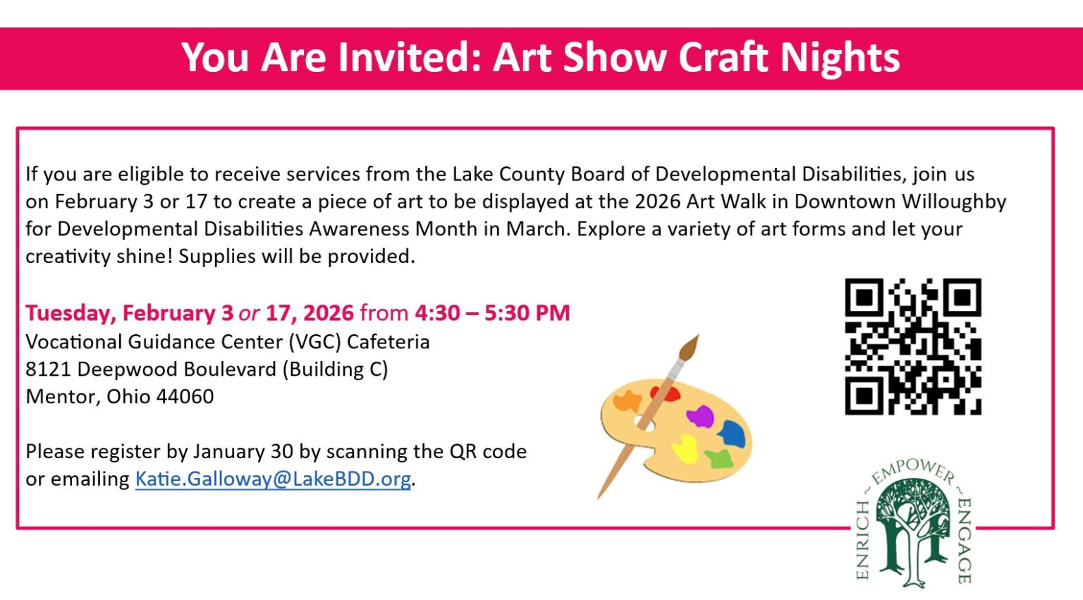 Art Show Craft Nights in February - Lake County Board of DD / Deepwood